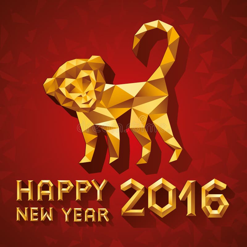Vector Illustration Concept of Gold Polygonal Monkey. Symbol of 2016 ...