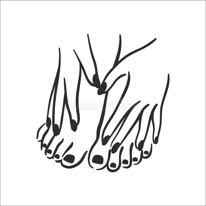 Vector Illustration Concept of Hands with Manicure Icon. Black on White ...