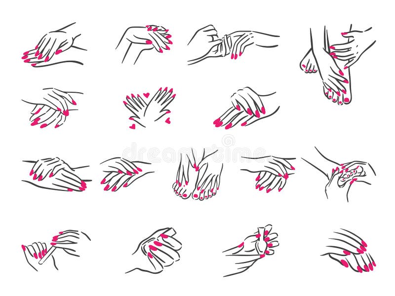 Vector Illustration Concept of Hands with Manicure Icon. Black on White ...