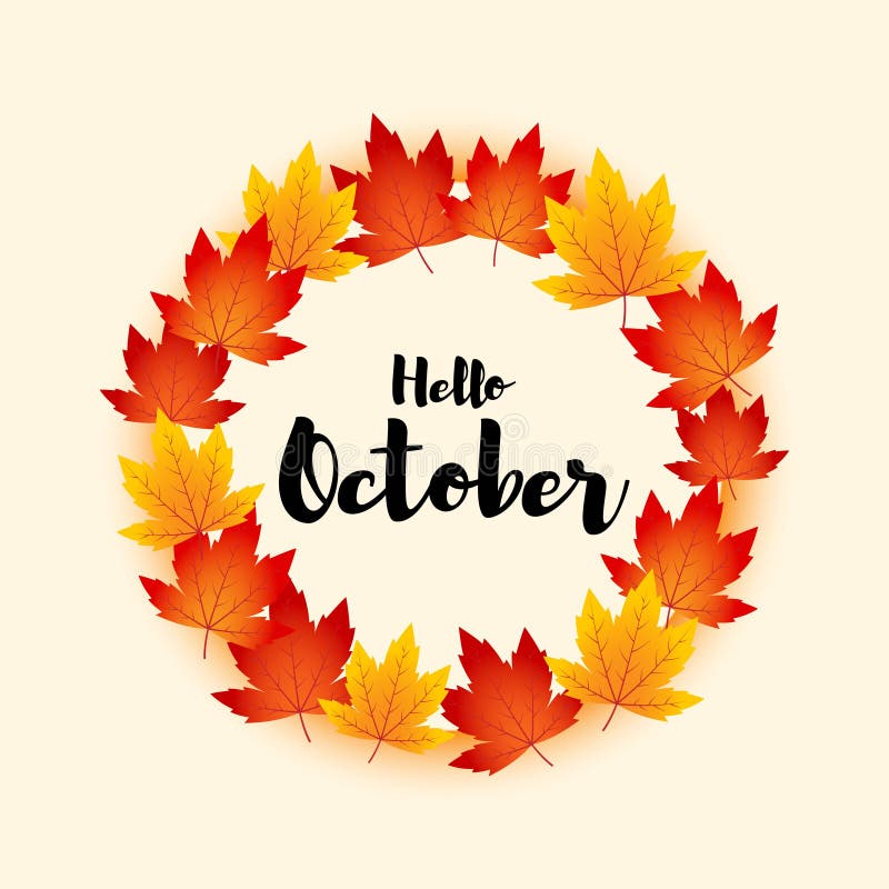 Vector Illustration Concept for Hello October Greeting Stock Vector ...