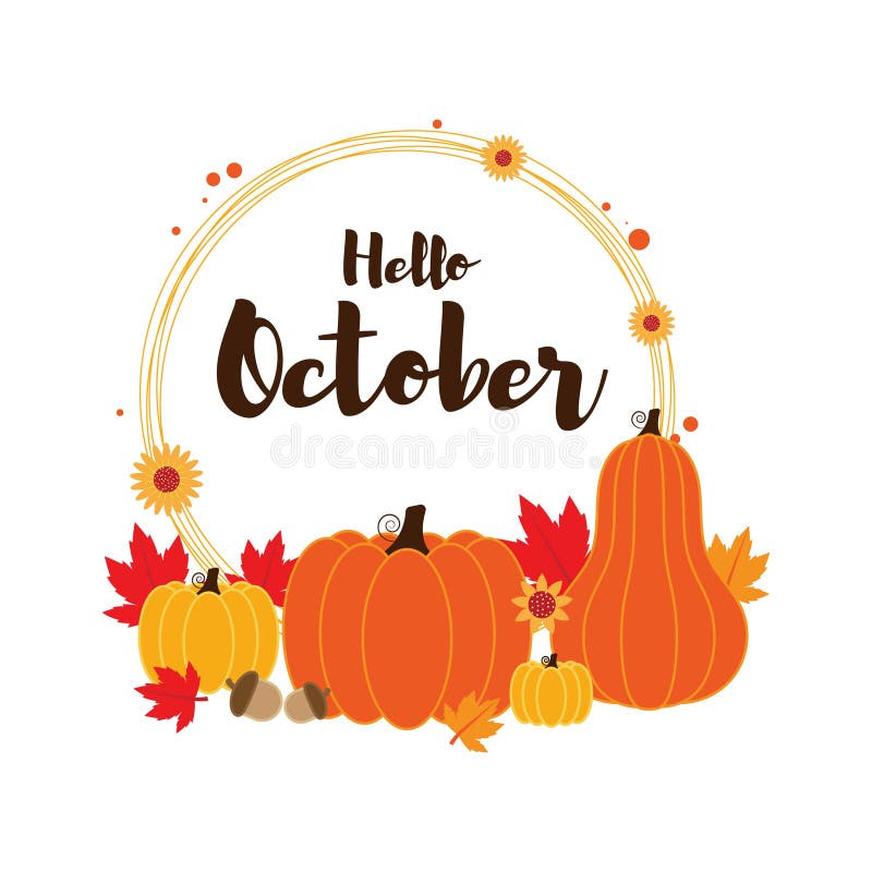 Vector Illustration Concept for Hello October Greeting Stock Vector ...
