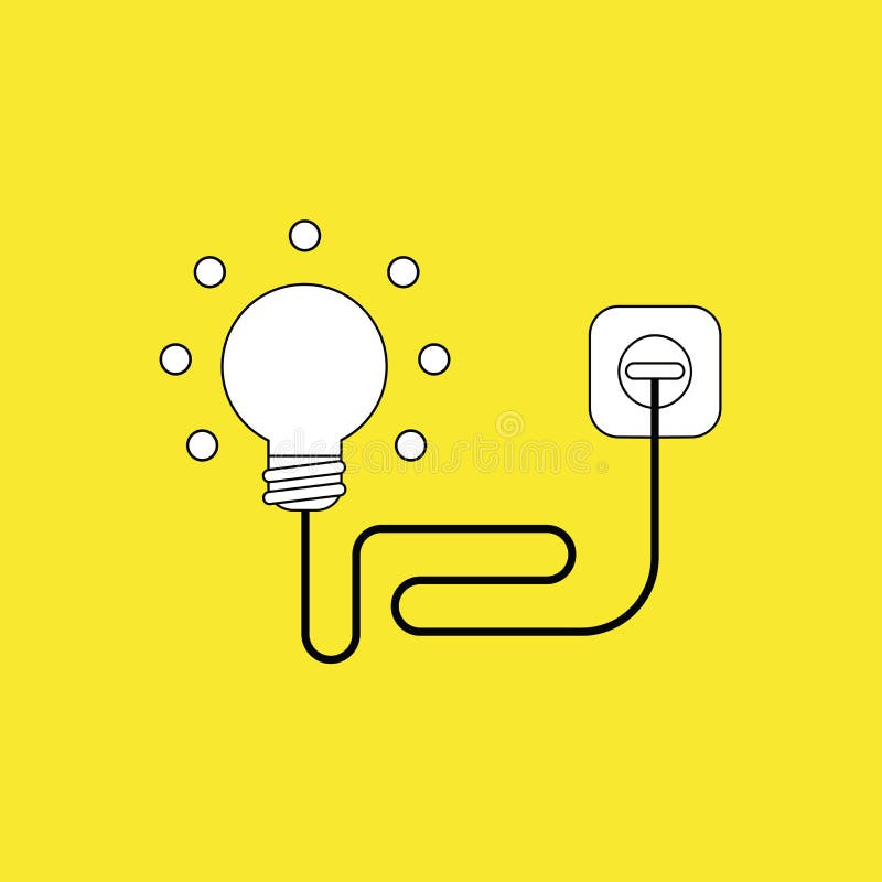 Vector Illustration Concept of Light Bulb with Wire Plugged into Outlet ...