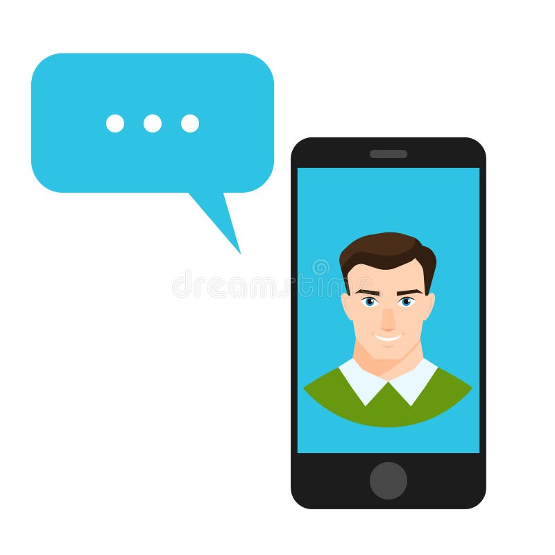Vector Illustration Concept of Online Chat Man App Icons, Flat Style ...