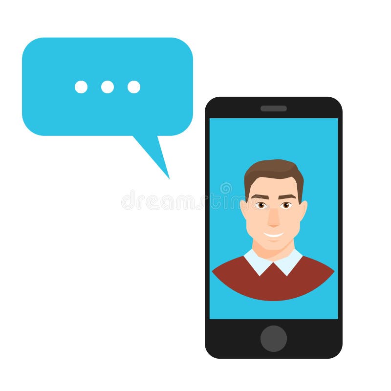 Vector Illustration Concept of Online Chat Man App Icons, Flat Style ...