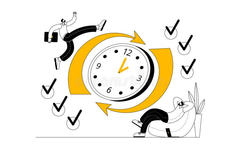 Vector Illustration of Concept on Time Management and Work-rest Balance ...