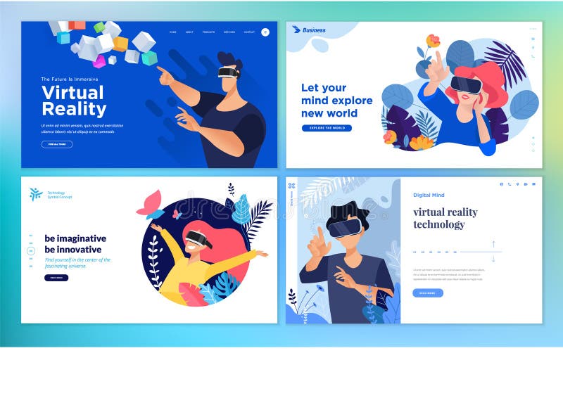 Web Design Templates of Virtual Reality Stock Vector - Illustration of ...