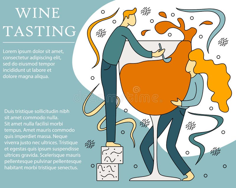 Vector Illustration Concept of Wine Tasting. Creative Flat Stock Vector ...