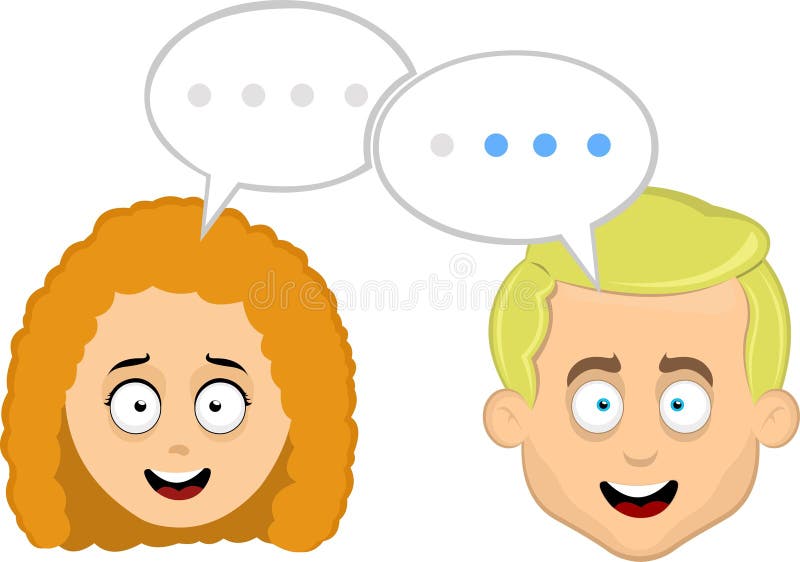 Vector Illustration Heads Woman Man Chatting Stock Vector ...