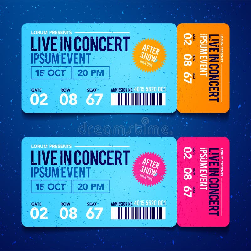 Concert Ticket Vector Template. Concert, Party or Festival Ticket ...