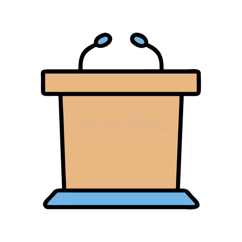 Vector Illustration of Conference Podium with Microphones for Speech ...