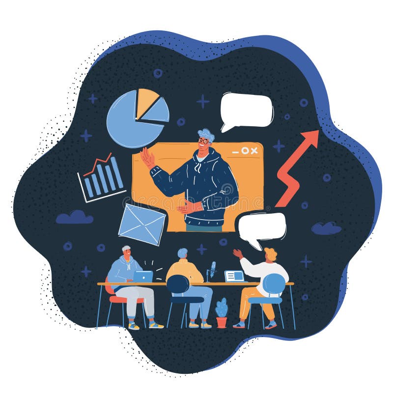 Vector Illustration of Conference Team Call Meeting at the Video ...