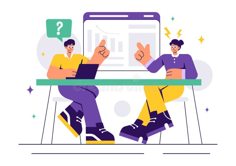 Vector Illustration of Conflict Resolution and Management Featuring Two ...