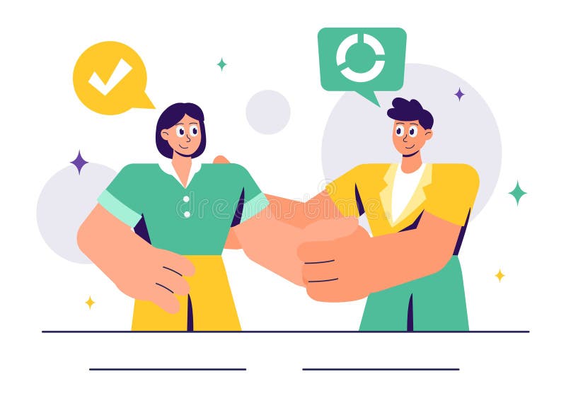 Vector Illustration of Conflict Resolution and Management Featuring Two ...