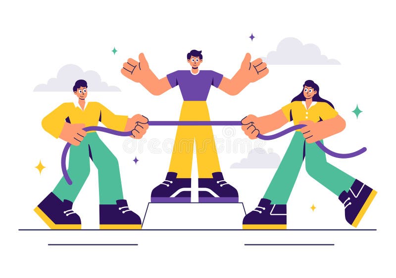 Vector Illustration of Conflict Resolution and Management Featuring Two ...