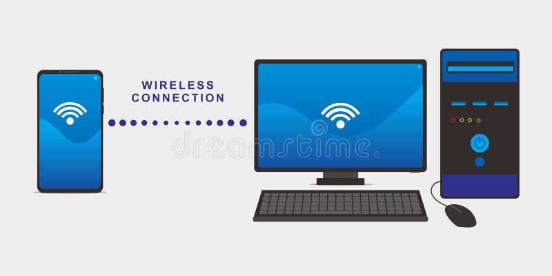Vector Illustration of Connection between Smartphone and Pc Stock ...