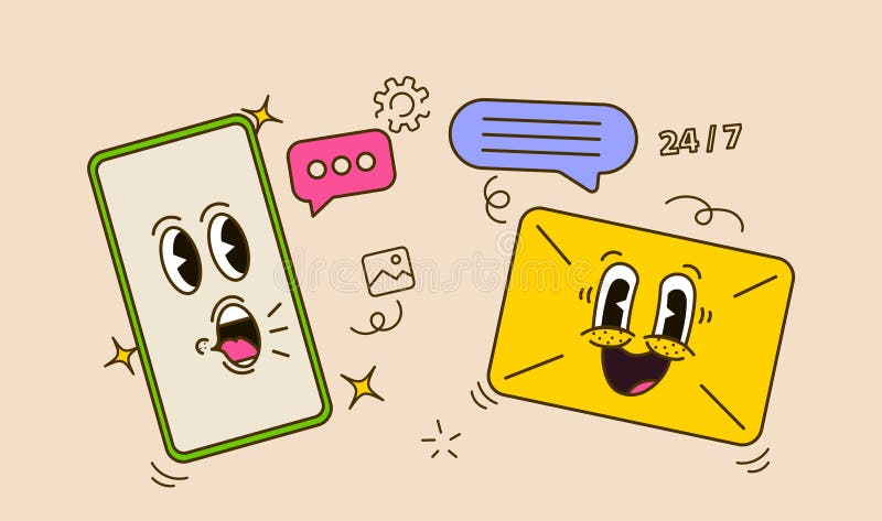 Vector Illustration of Contact Us, Communication, Support, Object with ...