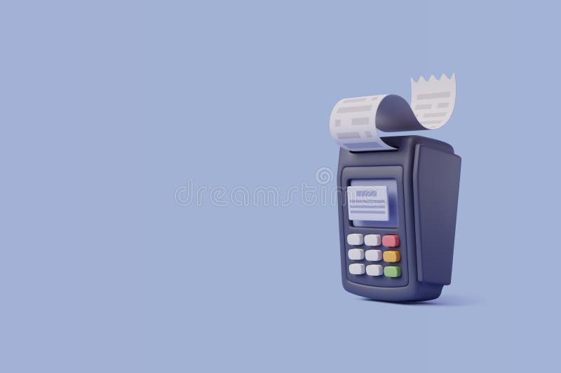 Vector Illustration of Contactless POS Terminal Bank Payment with Bill ...