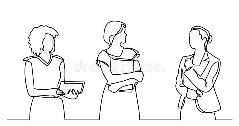 Continuous Line Drawing of Business People Talking Stock Illustration ...