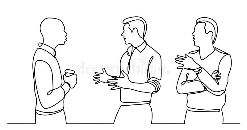 Continuous Line Drawing of Business People Talking Stock Illustration ...