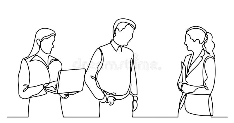 Continuous Line Drawing of Business People Talking Stock Illustration ...
