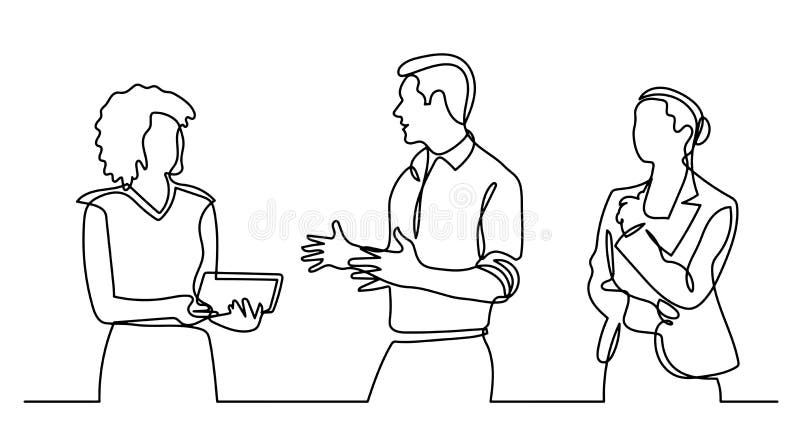 Continuous Line Drawing of Business People Talking Stock Vector ...