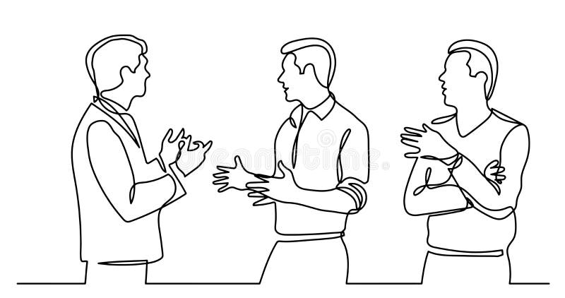 Continuous Line Drawing of Business People Talking Stock Vector ...
