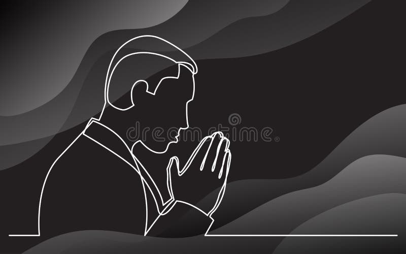 Continuous Line Drawing of Praying Man Stock Vector - Illustration of ...