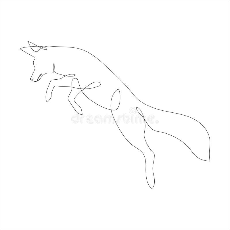 Vector Illustration Continuous One Line Drawing of a Fox Stock Vector ...