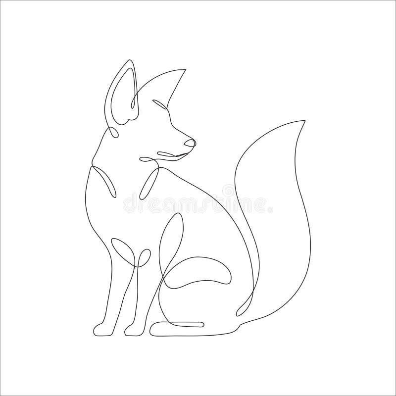 Fox in Line Art and Abstract Icon Stock Vector - Illustration of tail ...