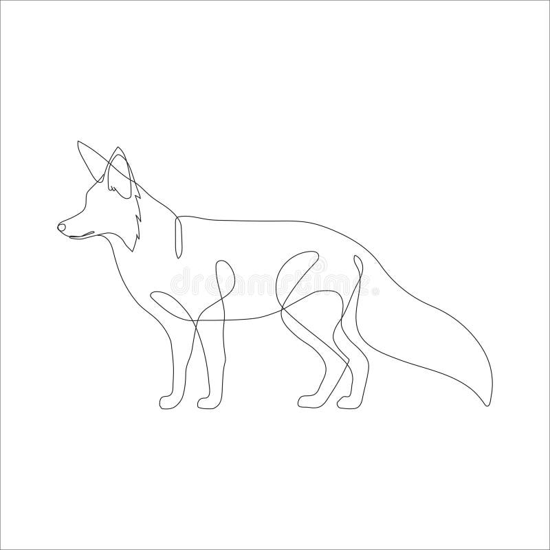 Vector Illustration Continuous One Line Drawing of a Fox Stock Vector ...