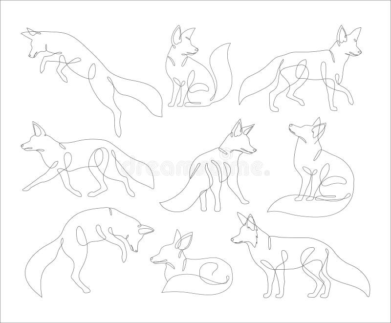 Single Line Fox Outline Stock Illustrations – 257 Single Line Fox ...