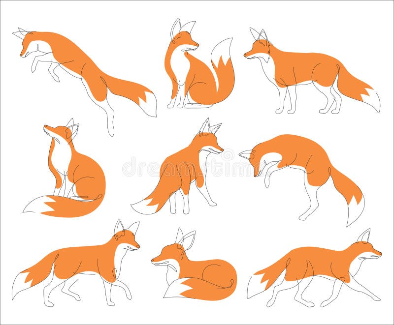 Single Line Fox Outline Stock Illustrations – 256 Single Line Fox ...