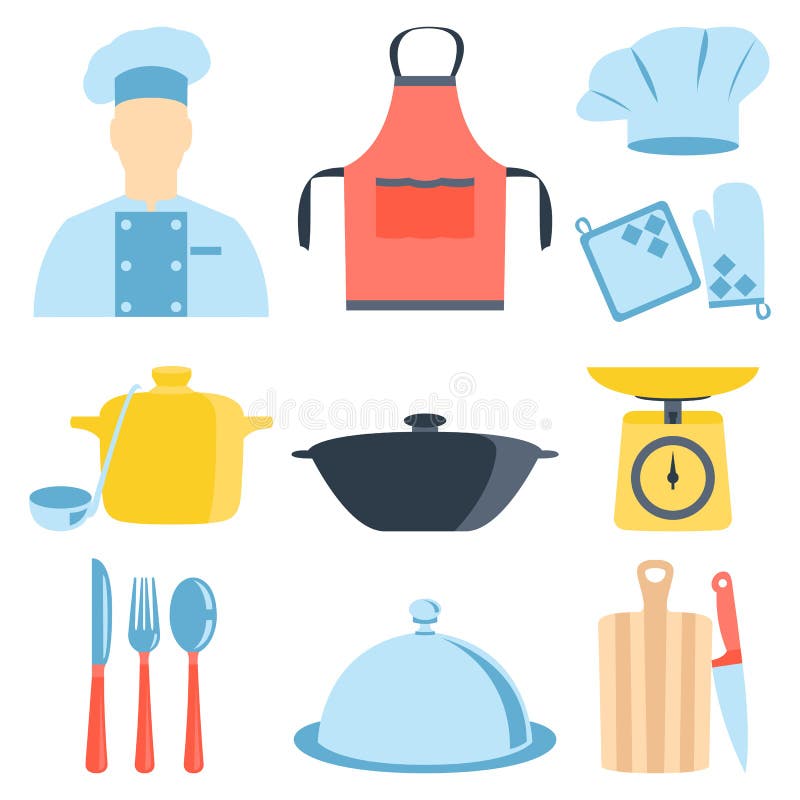 Vector Illustration of Cook and Kitchenware Icon Stock Illustration ...