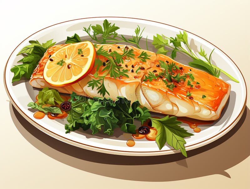 Vector Illustration of a Cooked Fish Stock Illustration - Illustration ...