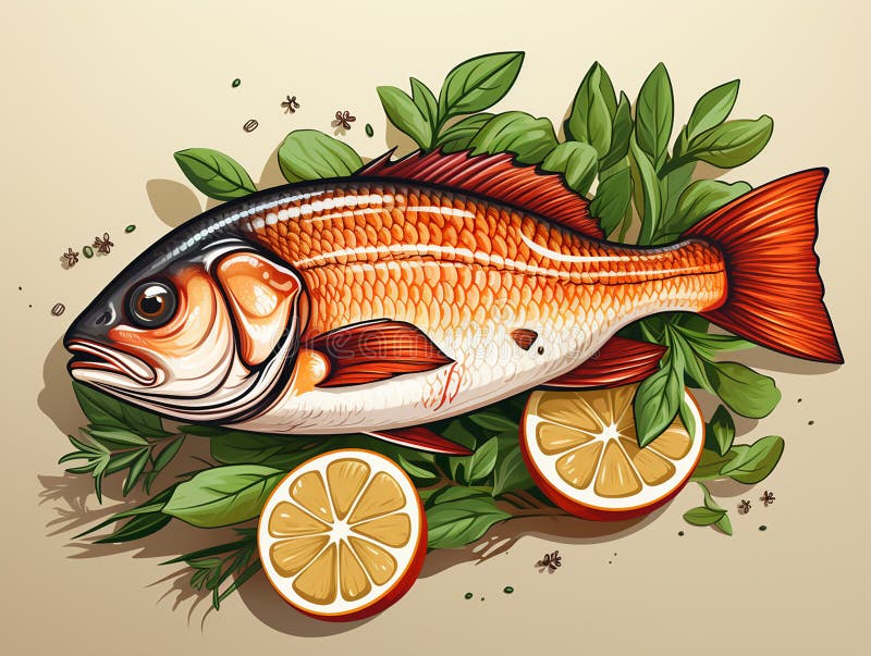 Vector Illustration of a Cooked Fish Stock Illustration - Illustration ...