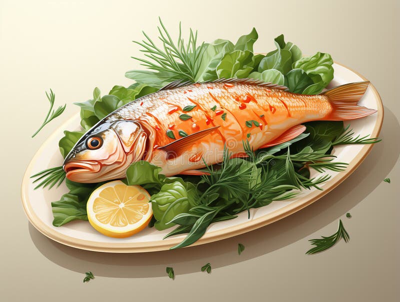 Vector Illustration of a Cooked Fish Stock Illustration - Illustration ...