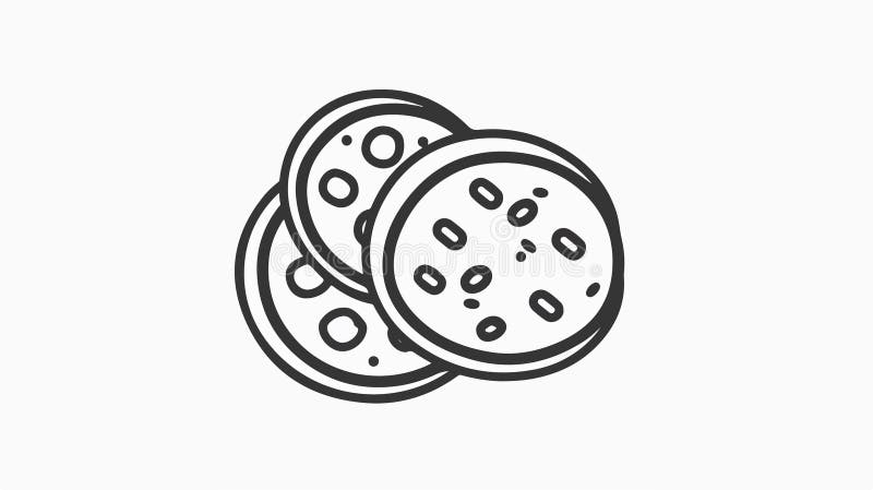 Delicious Cookie Outline Icons Vector Illustration Isolated on White ...