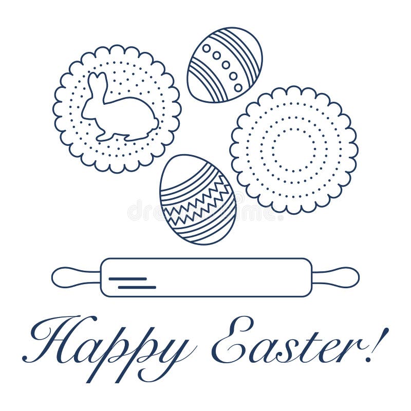 Happy Easter. Cookies, Bunny, Eggs, Rolling Pin Stock Vector ...