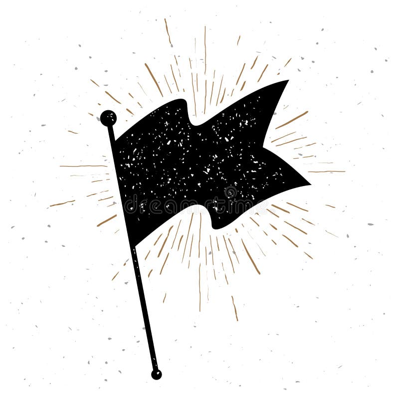 Vector Illustration Hand Drawn Vintage Grunge Flag Icon Stock Vector ...