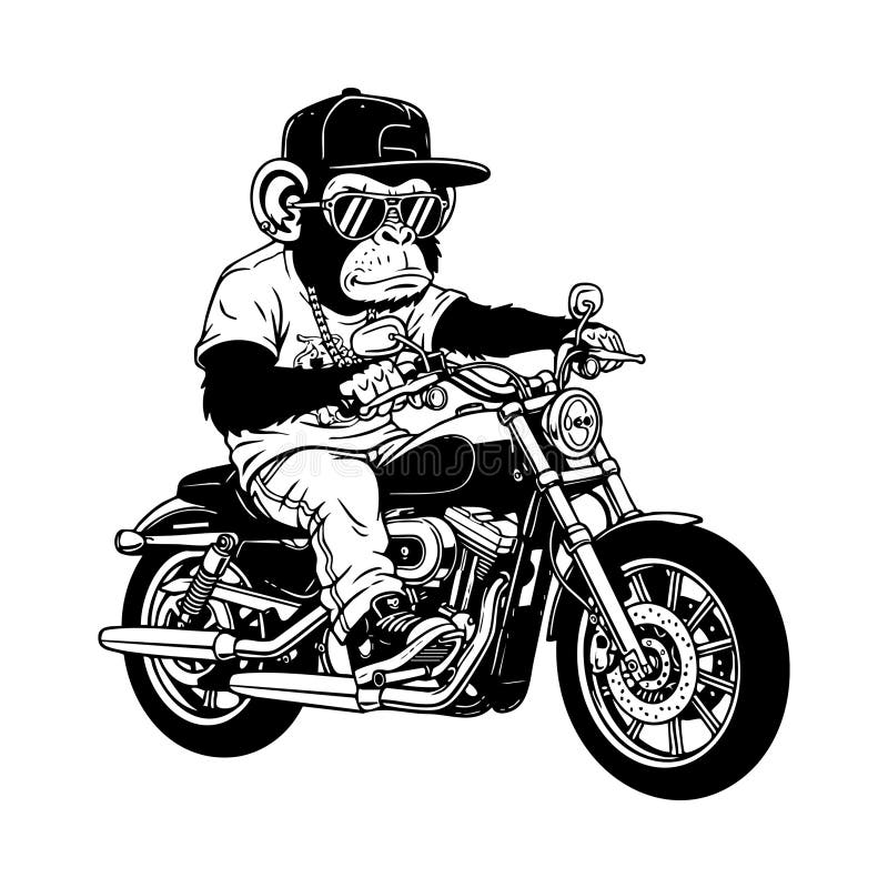 Cartoon Monkey Riding Motorcycle Stock Illustrations – 77 Cartoon ...