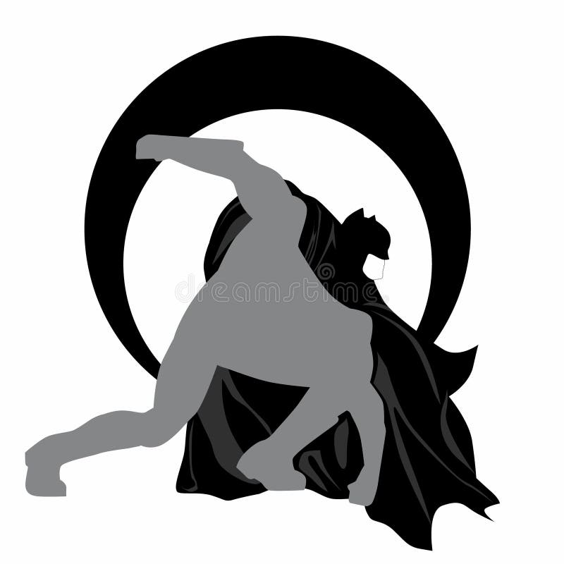 Vector Illustration Cool Silhouette of a Superhero with Black Cape ...
