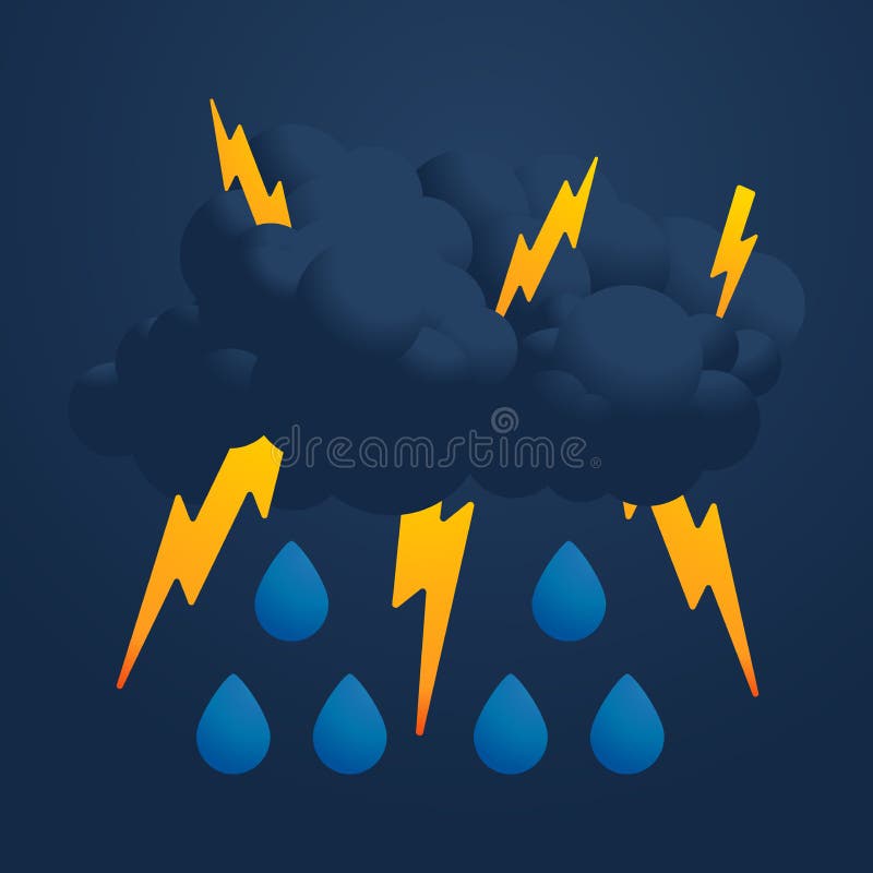 Vector Illustration of Cool Single Weather Icon with Cloud, Heavy Fall ...