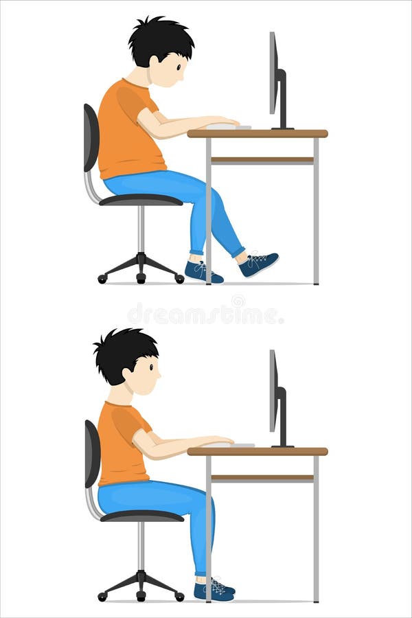 Cartoon Computer Posture Stock Illustrations – 1,481 Cartoon Computer ...