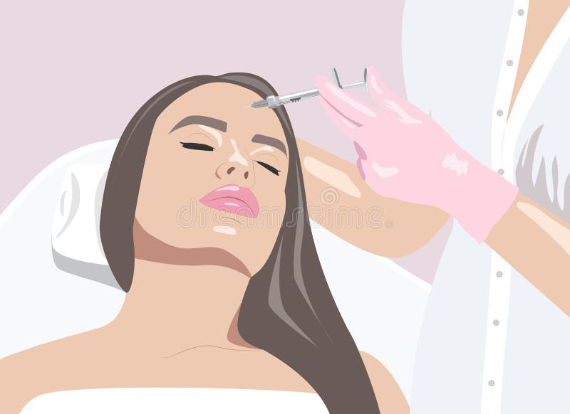 Vector Illustration Cosmetologist Makes Anti Wrinkle Injections On The