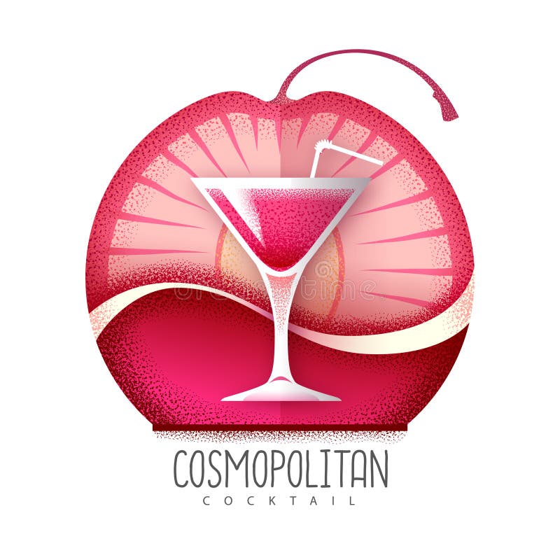 Vector Illustration of Cosmopolitan Cocktail Icon. Grainy Texture ...