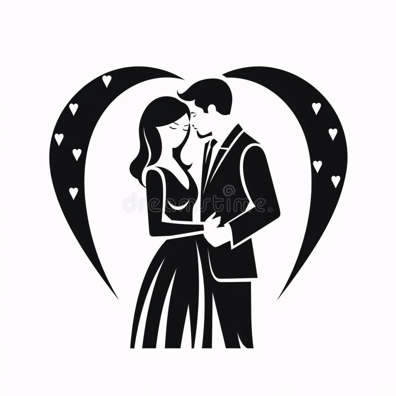 Black Silhouette Tattoo Of A Couple Of Man And Woman In Love In The