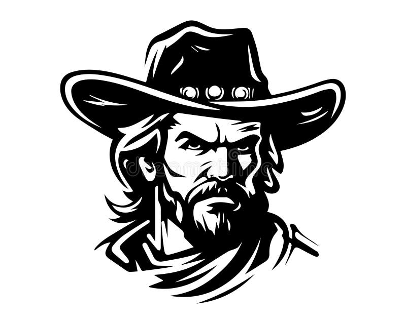 Vector Illustration of a Cowboy with a Beard. Stylized Portrait of Man ...