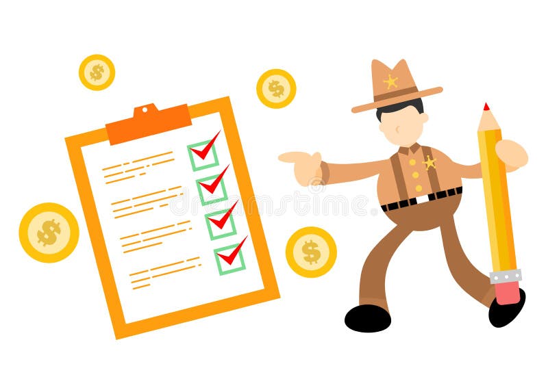 Cowboy America and daily Task Checklist Form Business Cartoon Doodle ...