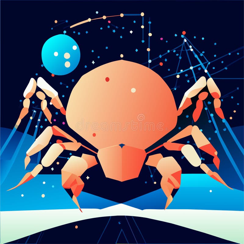 Vector Illustration of a Crab in Space. Cartoon Style. Vector ...