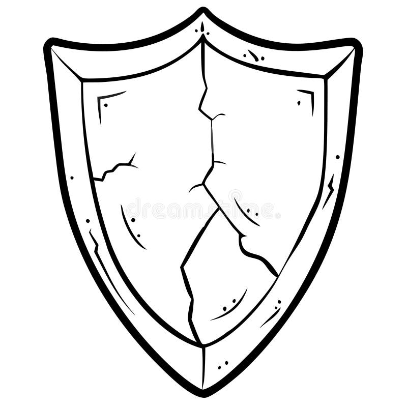 Vector Illustration of Cracked Shield Symbolizing Vulnerability and ...